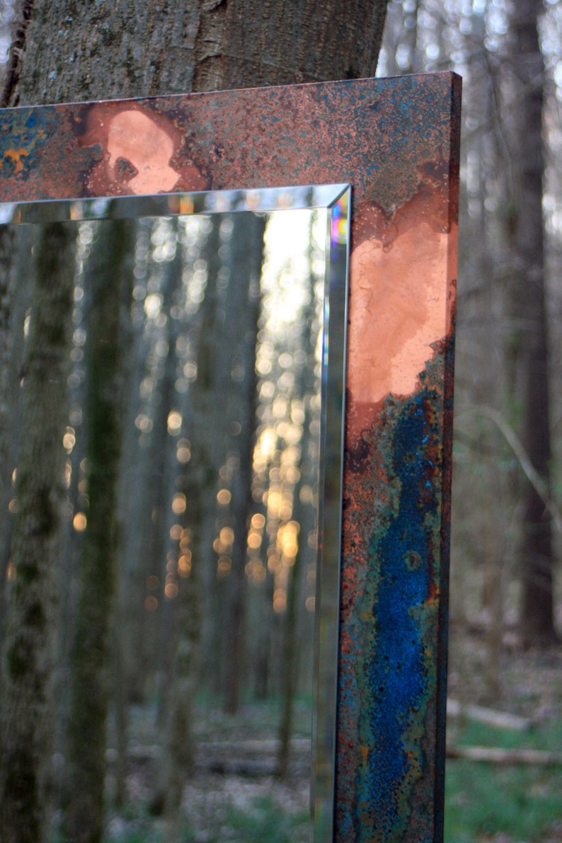 Copper Mirror. Copper Patina Mirror. Copper Wall Art Mirror. - Etsy