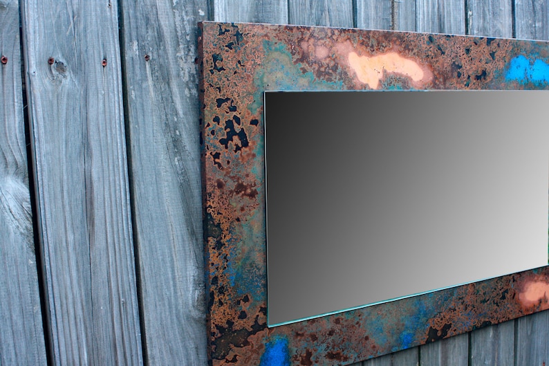 Copper Mirror. Copper Patina Mirror. Copper Wall Art Mirror. Wall Art ...