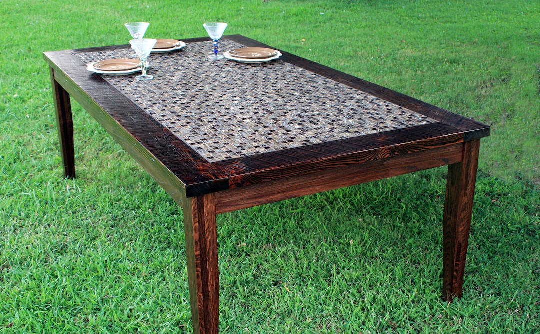 Large Dining Table. Tile Dining Table. Rustic Dining Table. Reclaimed ...