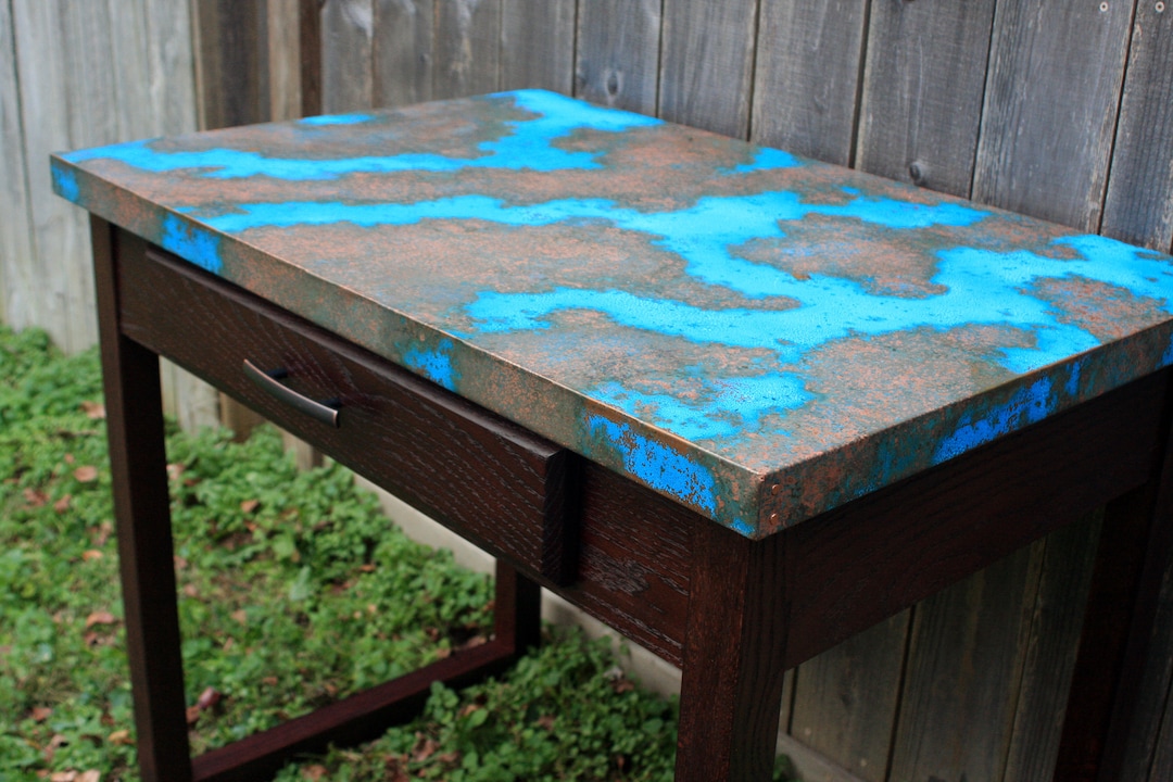Copper Top Desk. Home Office Desk. Small Desk. Desk With Drawer ...