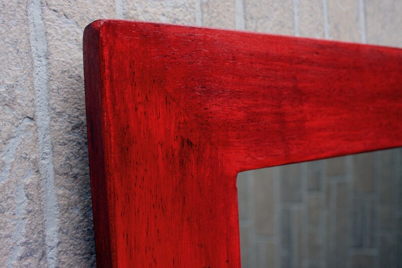 Red Framed Mirror. Antique Red Framed Mirror. Bright Red Framed Mirror ...