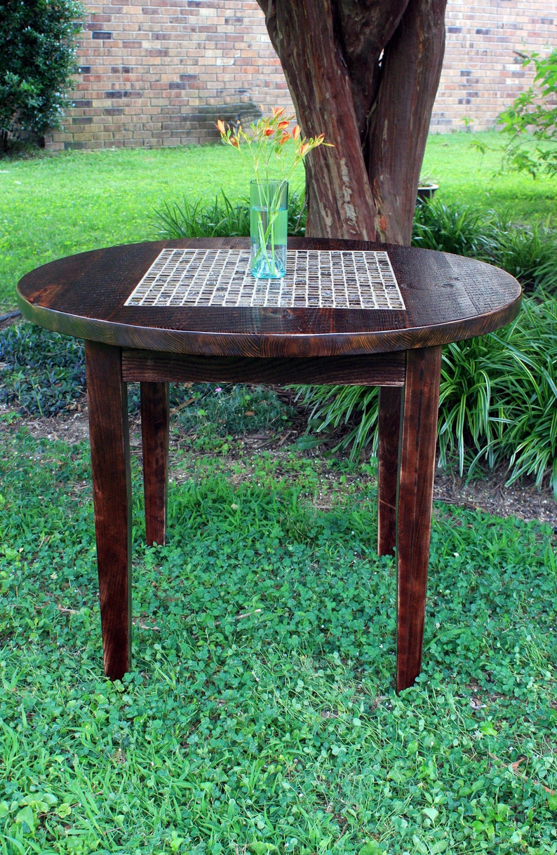 Round Dining Table. Round Mosaic Tile Kitchen Table. Four Person ...