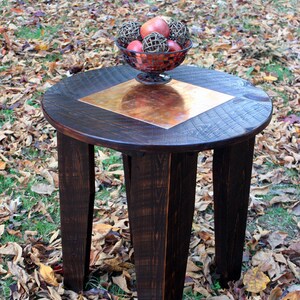 Round End Table. Round Side Table. Round Copper Top End Table. Flamed ...
