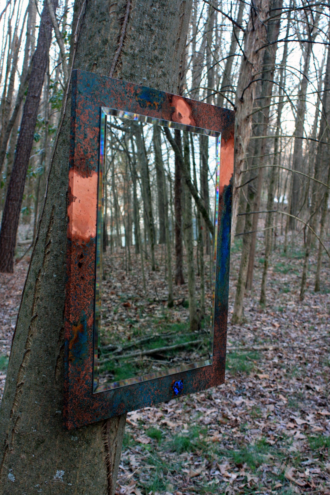 Copper Mirror. Copper Patina Mirror. Copper Wall Art Mirror. Wall Art ...