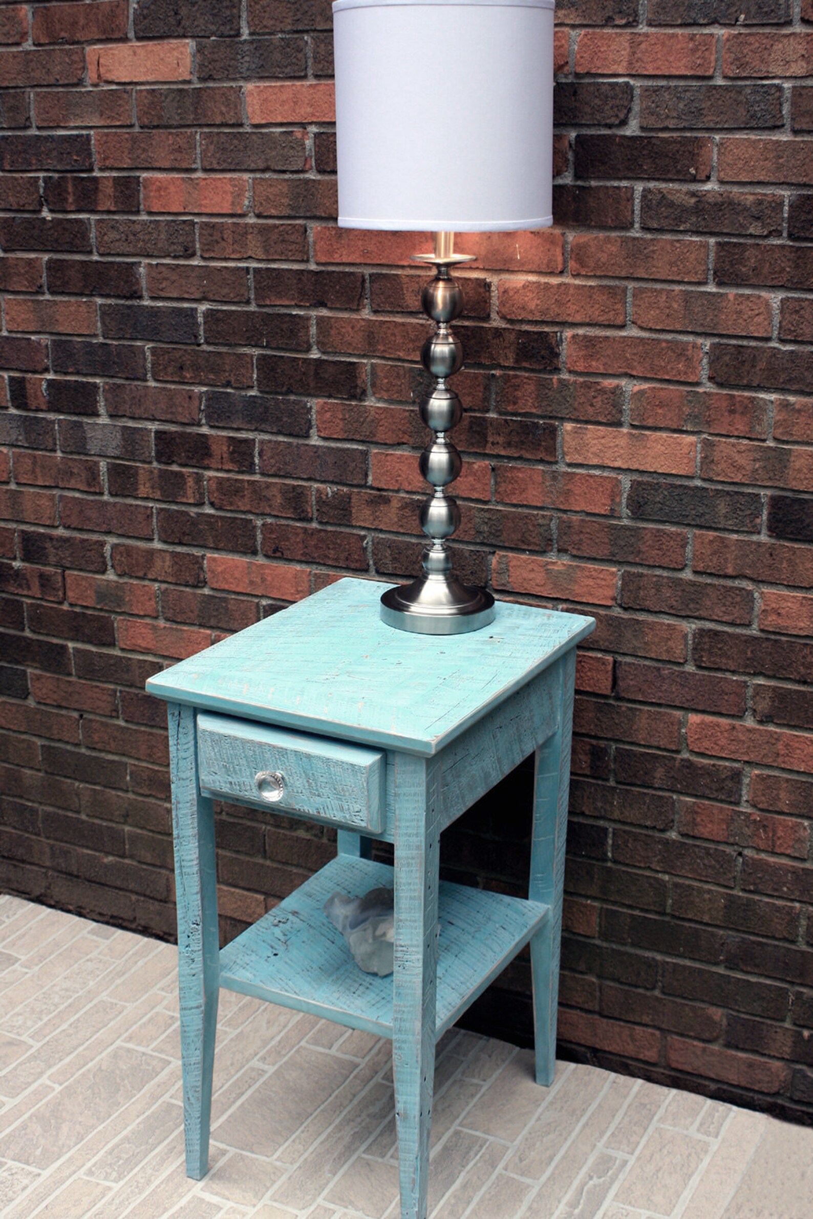 Blue End Table. Shabby Chic Side Table. Rustic Contemporary End Table ...
