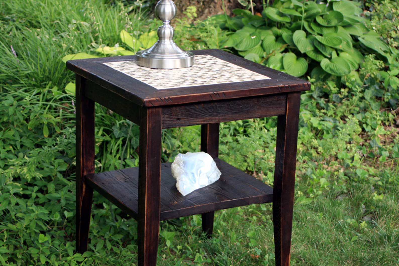 Mosaic End Table. Tile Mosaic End Table. Rustic Side Table W/ - Etsy