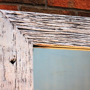 Distressed White Framed Mirror. 66 Inch Mirror. Weathered Framed Mirror ...