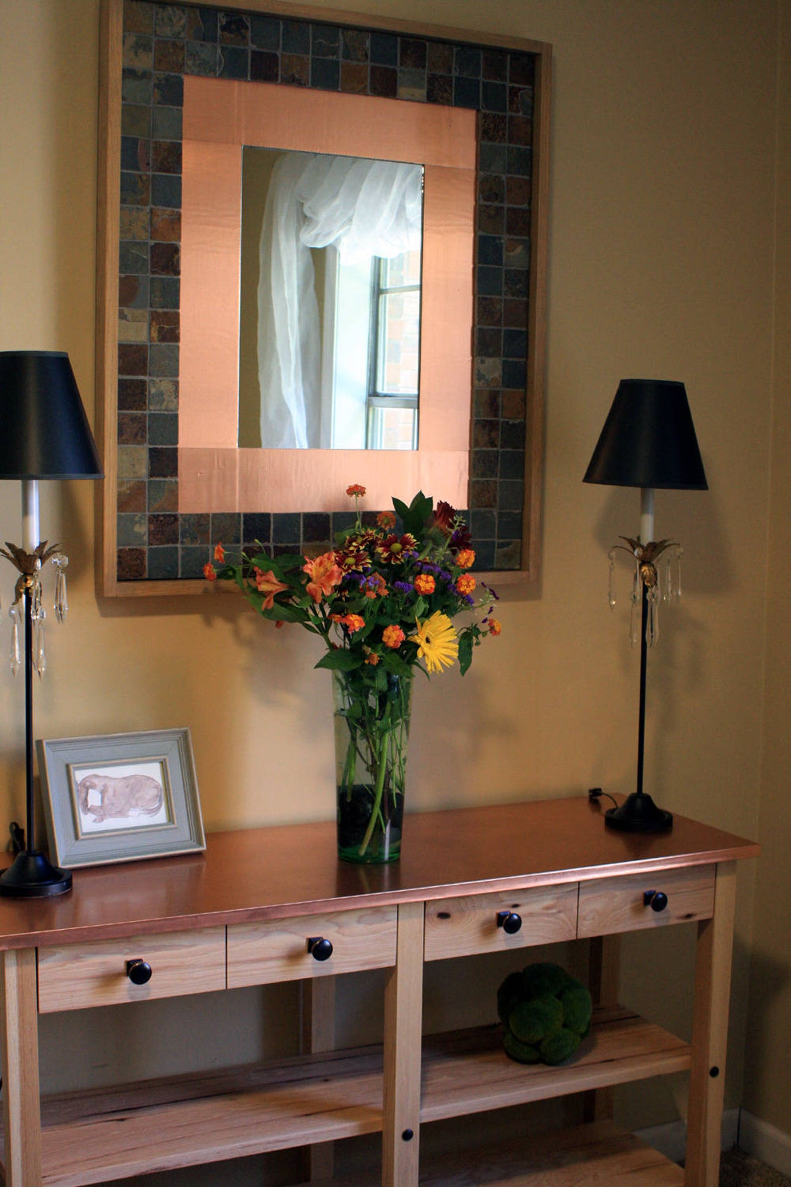 Large Console Table. Copper Console Table. Copper Top Table. | Etsy