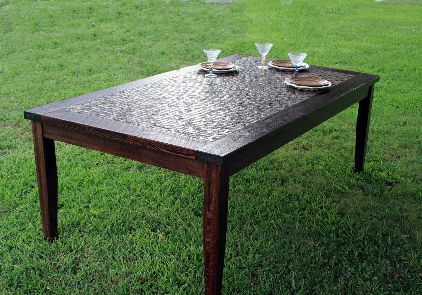 Large Dining Table. Tile Dining Table. Rustic Dining Table. | Etsy