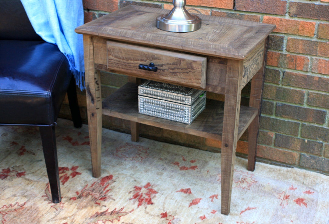 Rustic Side Table. Reclaimed Wood End Table. Rustic Side Table W ...