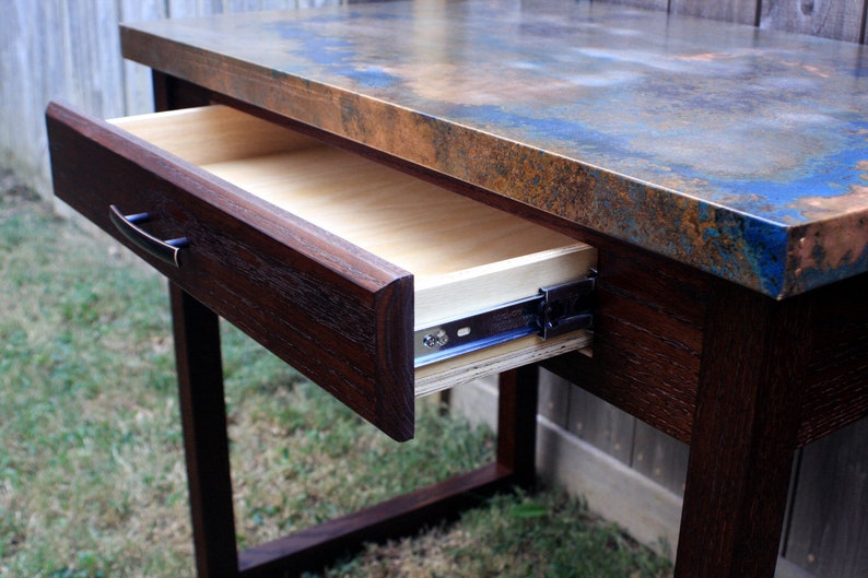 Copper Top Desk. Home Office Desk. Small Desk. Desk With | Etsy