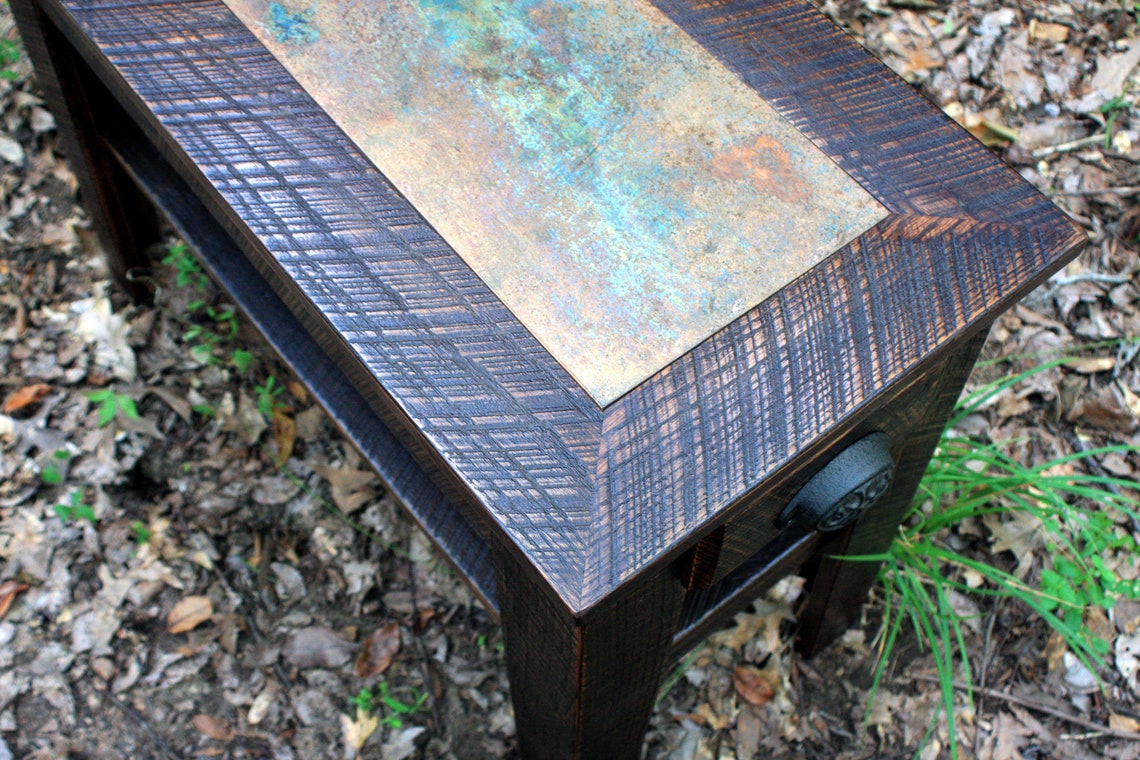 Large Copper Side Table. Copper Patina End Table. Rustic Metal | Etsy
