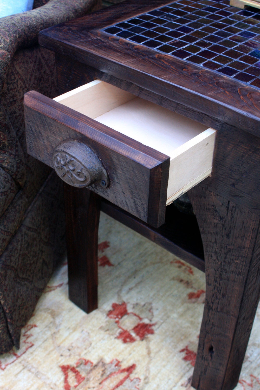 Mosaic Tile End Table. Mosaic Tile Bedside Table. Dark Brown | Etsy