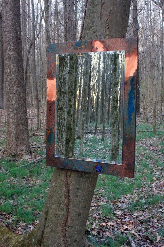 Copper Mirror. Copper Patina Mirror. Copper Wall Art Mirror. - Etsy