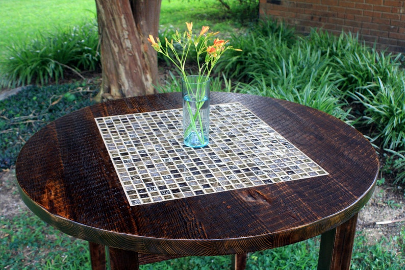 Round Dining Table. Round Mosaic Tile Kitchen Table. Four Person ...