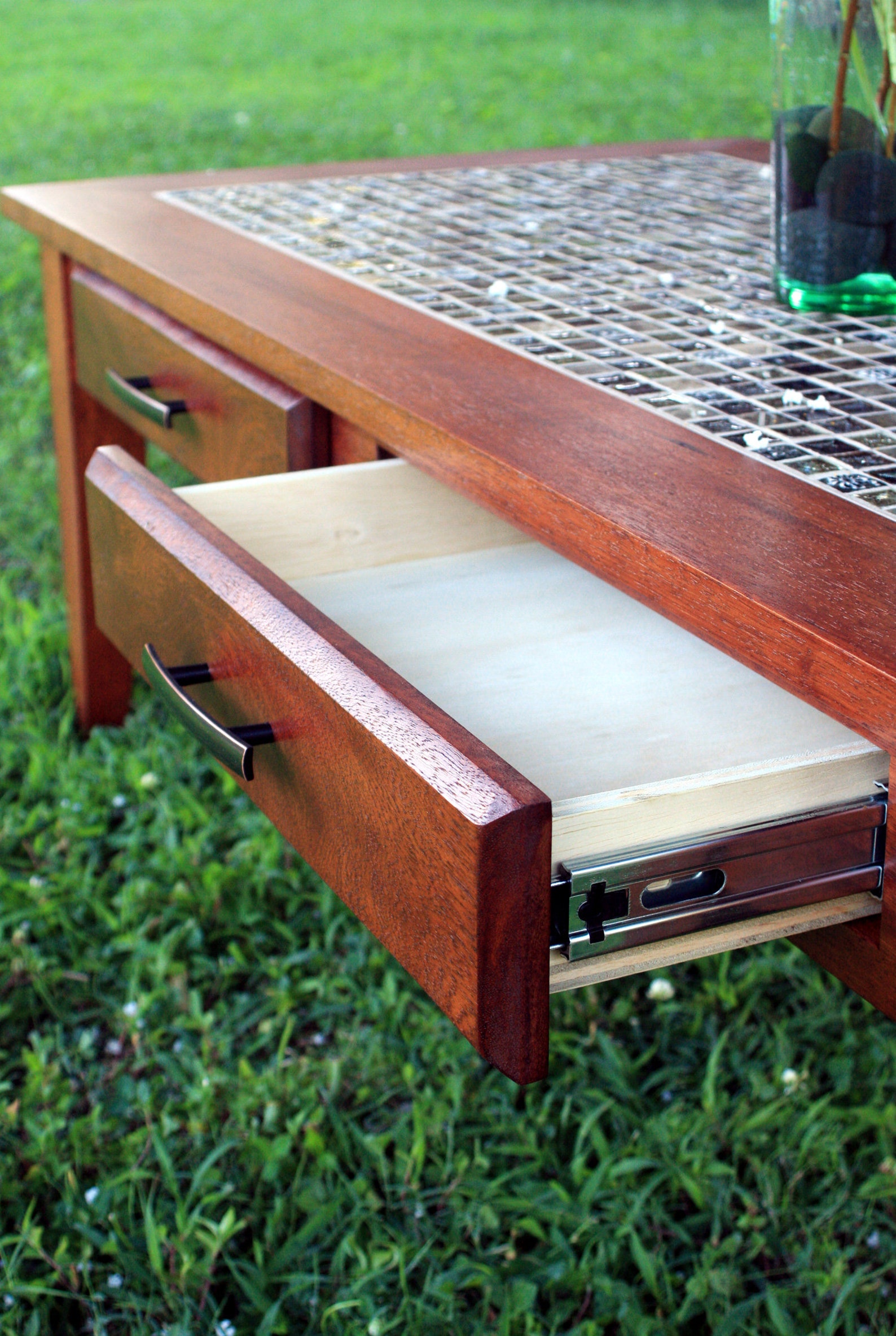 Large Coffee Table W/ Drawers. Mosaic Top Coffee Table. - Etsy