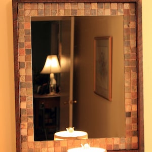Slate Framed Mirror. Natural Stone Framed Mirror. Slate and Wood Framed ...