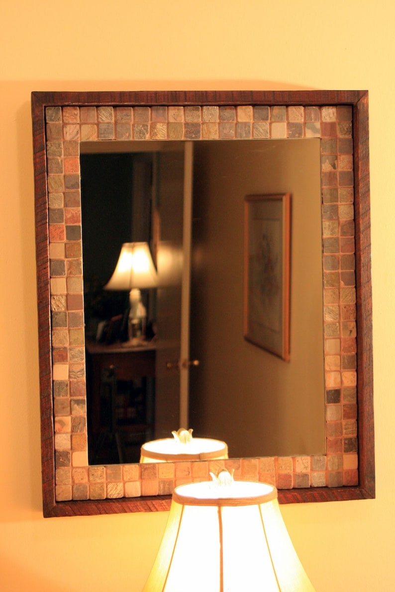 Slate Framed Mirror. Natural Stone Framed Mirror. Slate and Wood Framed ...