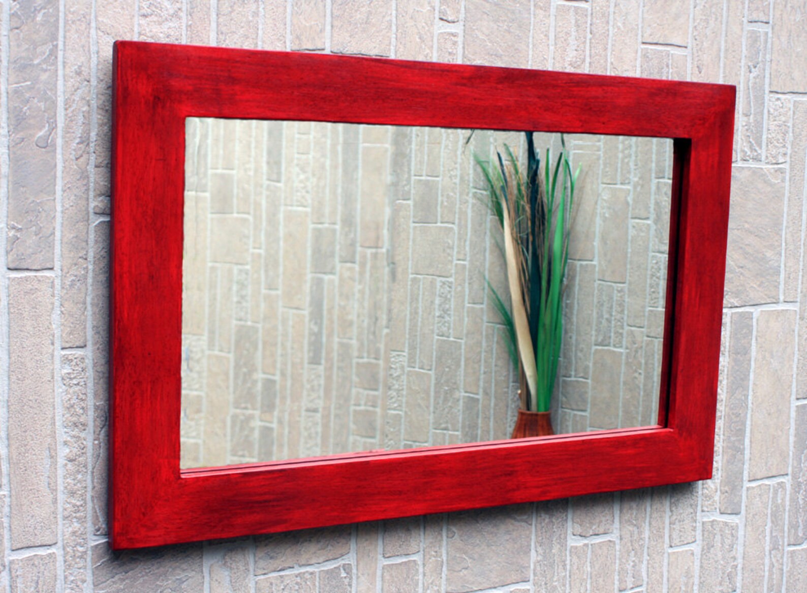 Red Framed Mirror. Antique Red Framed Mirror. Bright Red Framed Mirror ...