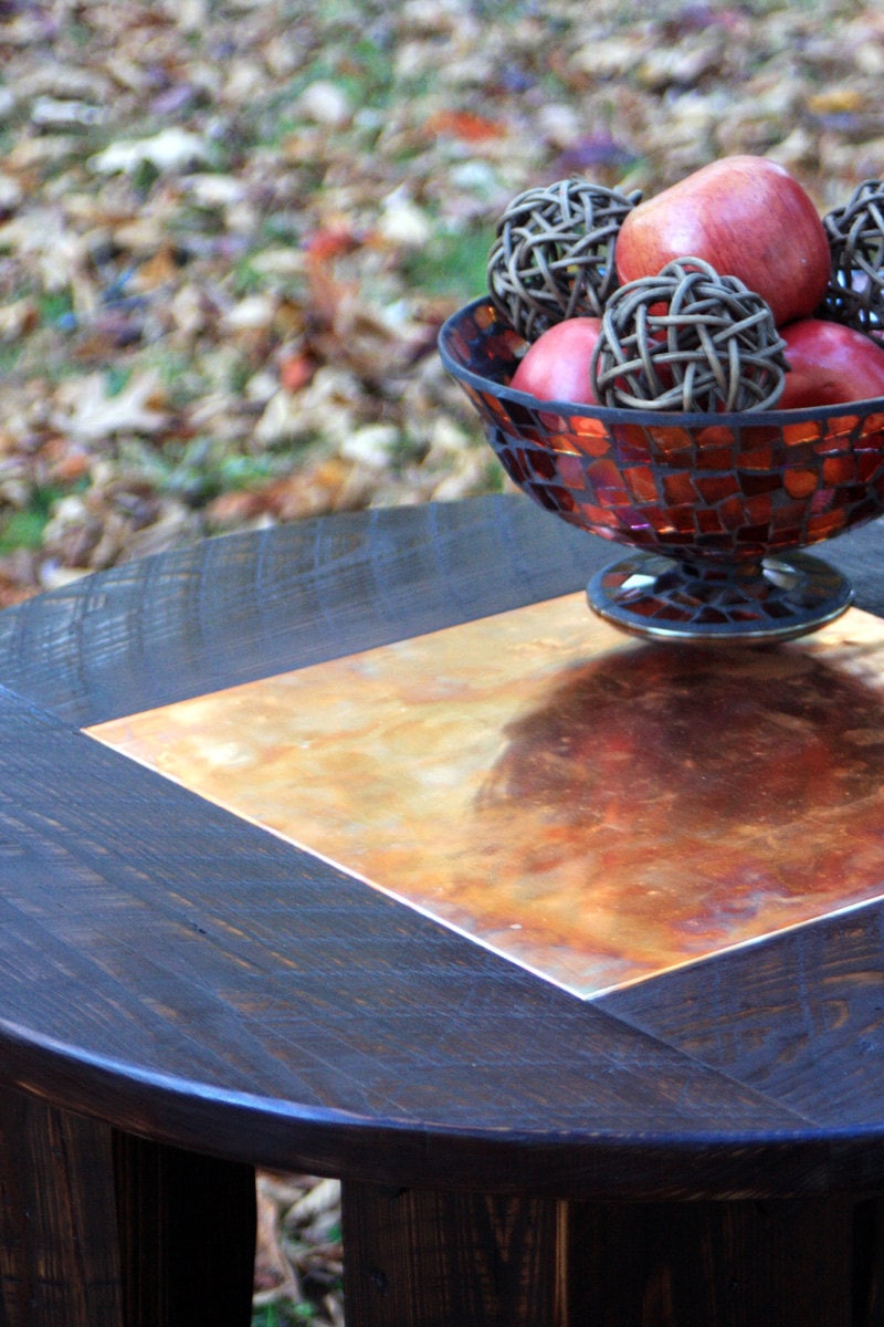 Round End Table. Round Side Table. Round Copper Top End | Etsy