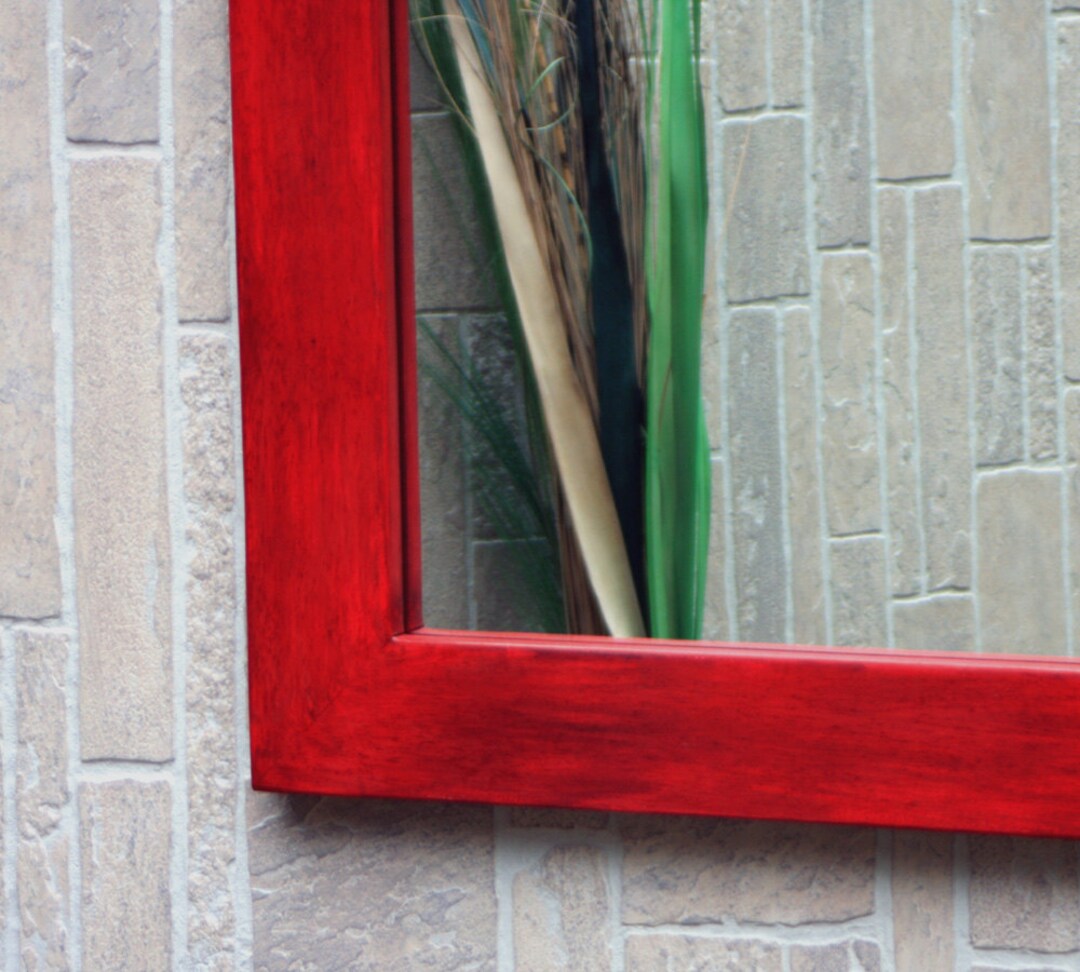 Red Framed Mirror. Antique Red Framed Mirror. Bright Red Framed Mirror ...