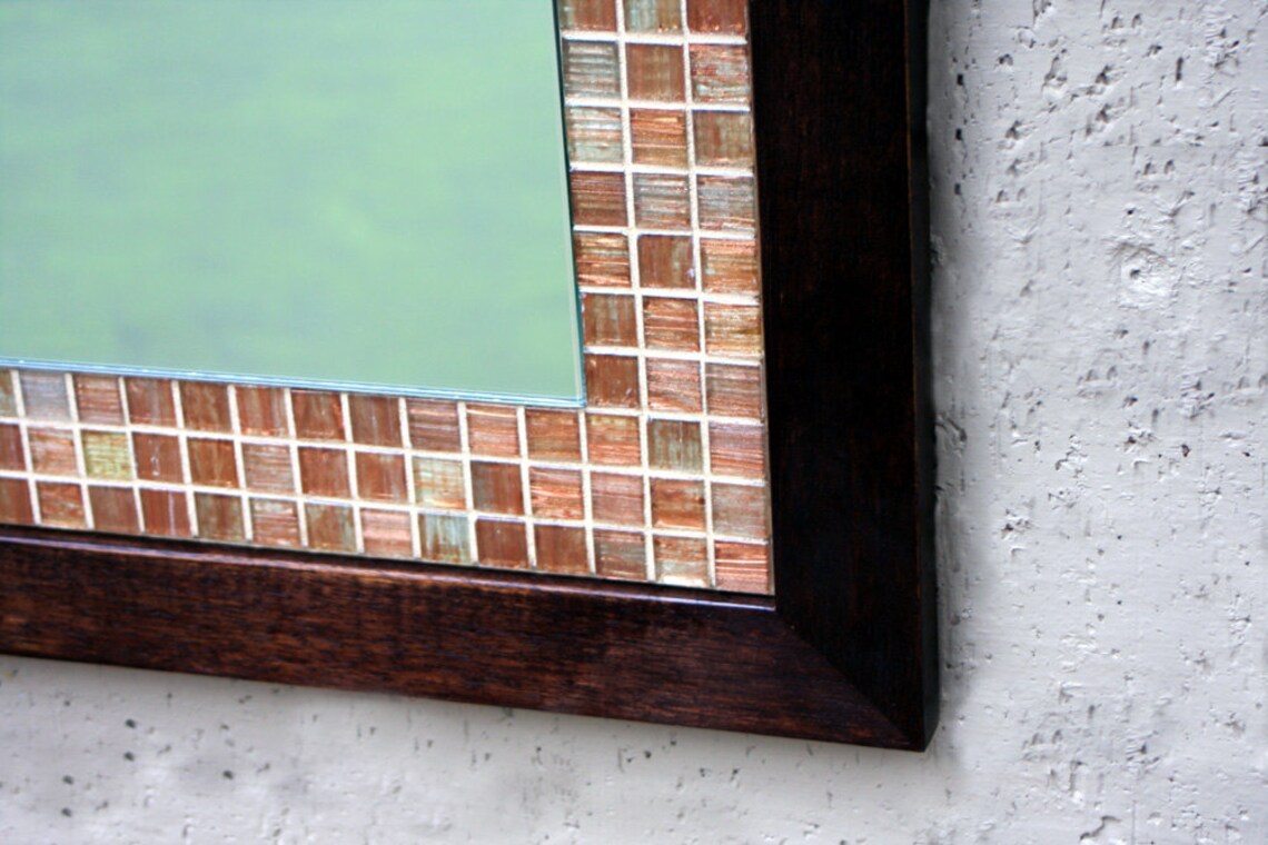 Mosaic Tile Framed Mirror. Copper Glass Tile Framed Mirror. - Etsy