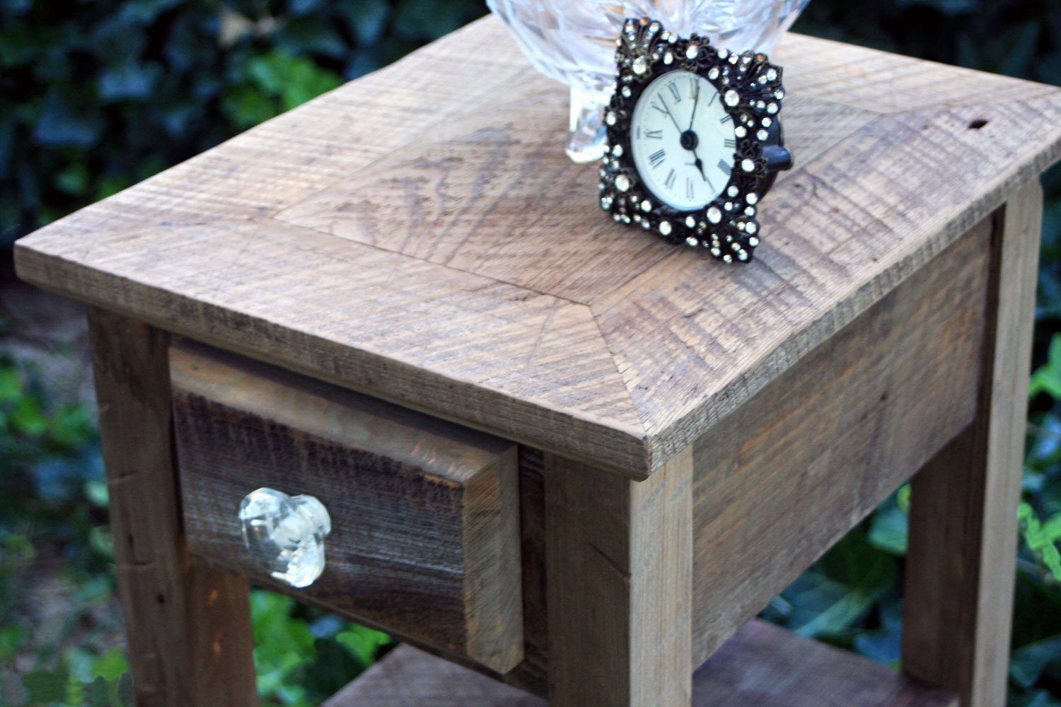 Rustic Side Table. Natural End Table. Reclaimed Wood End | Etsy
