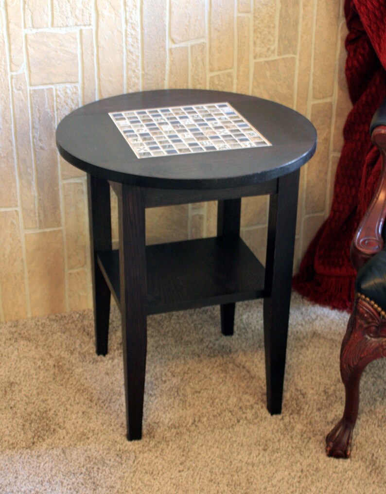 Round End Table. Round Mosaic End Table. Neutral Mosaic Tile - Etsy