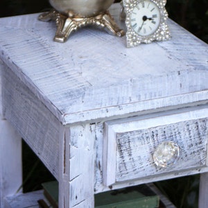 Distressed White End Table. White Bedside Table. Small End Table ...
