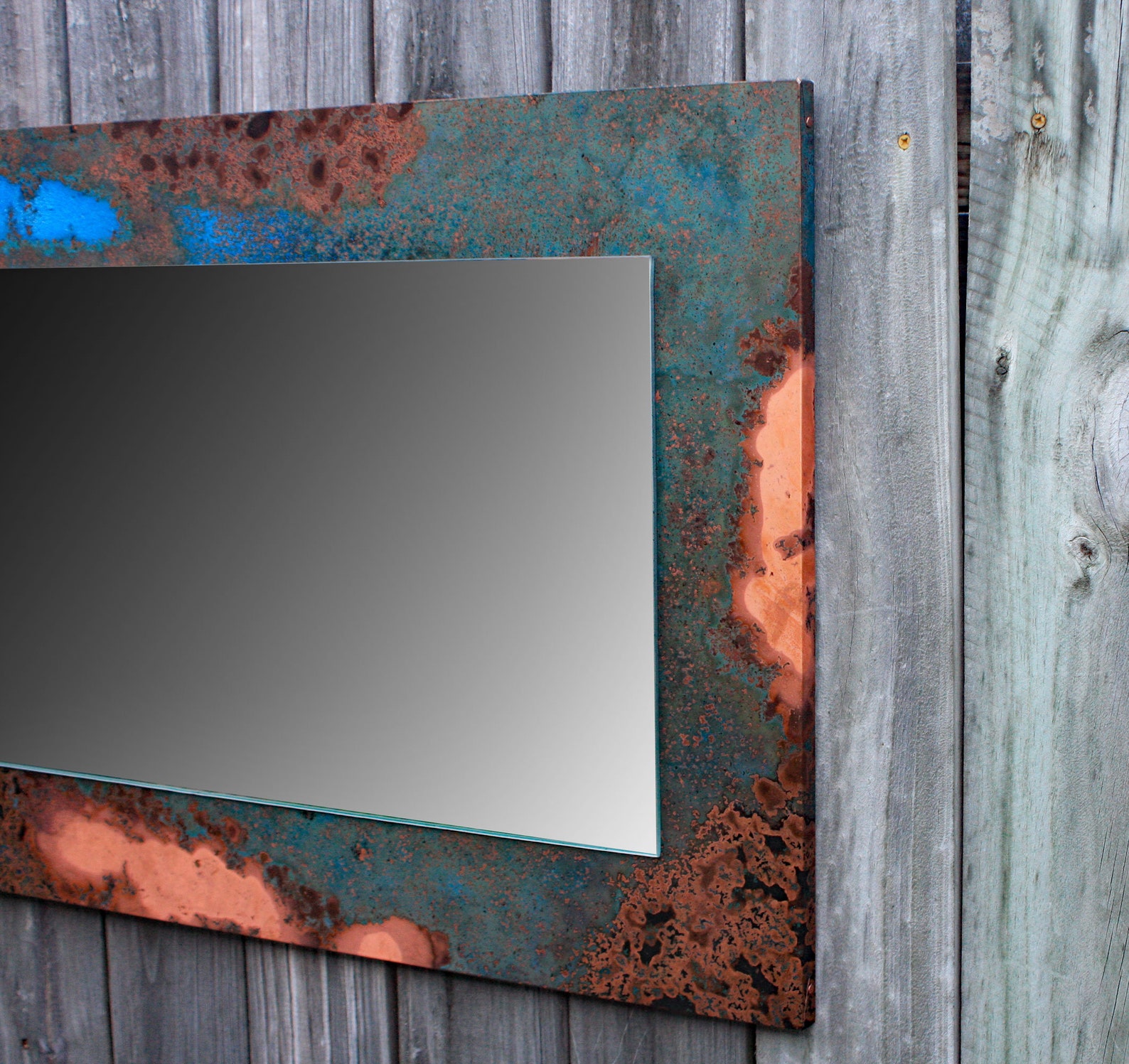 Copper Mirror. Copper Patina Mirror. Copper Wall Art Mirror. Wall Art ...