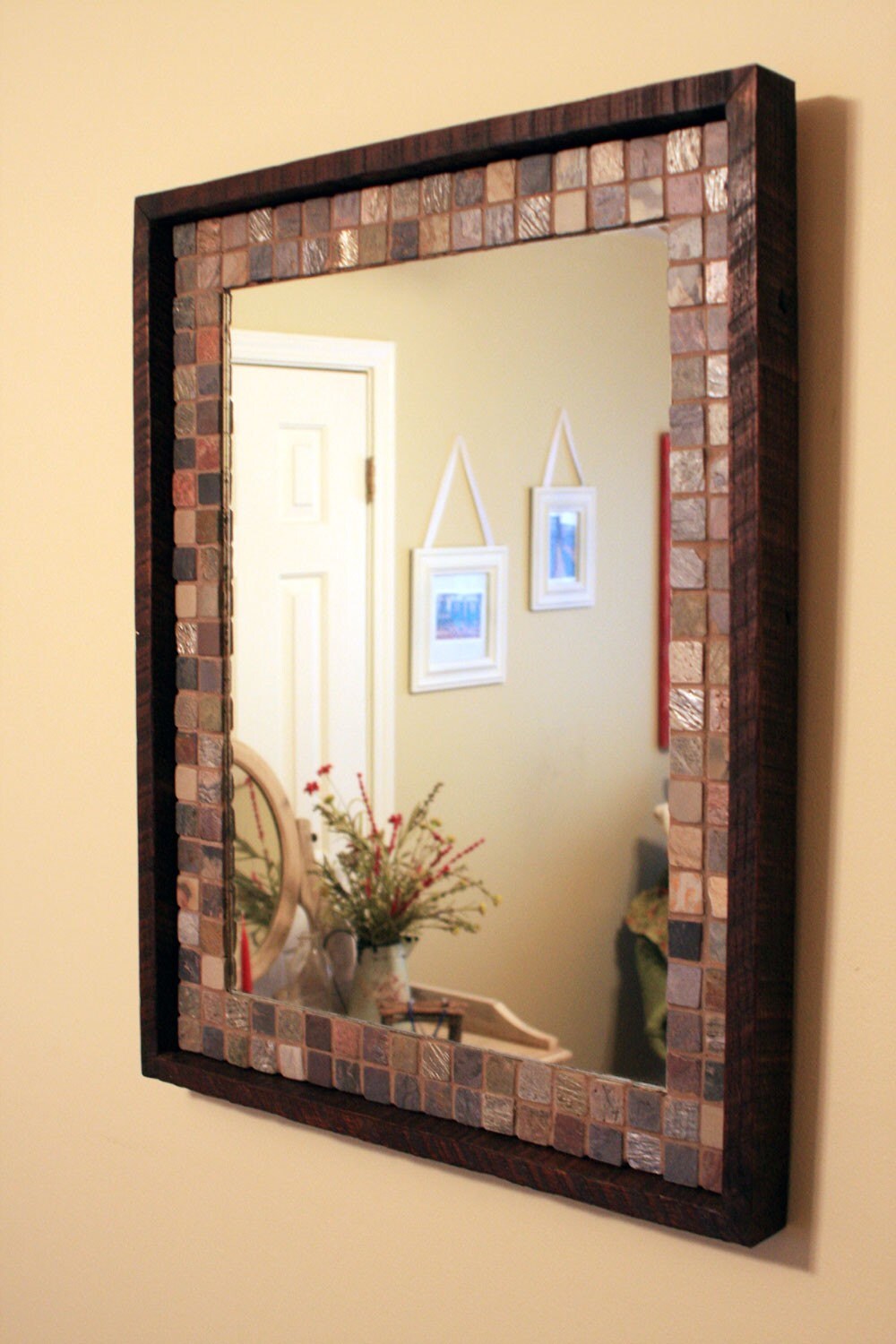Slate Framed Mirror. Natural Stone Framed Mirror. Slate and Wood Framed ...