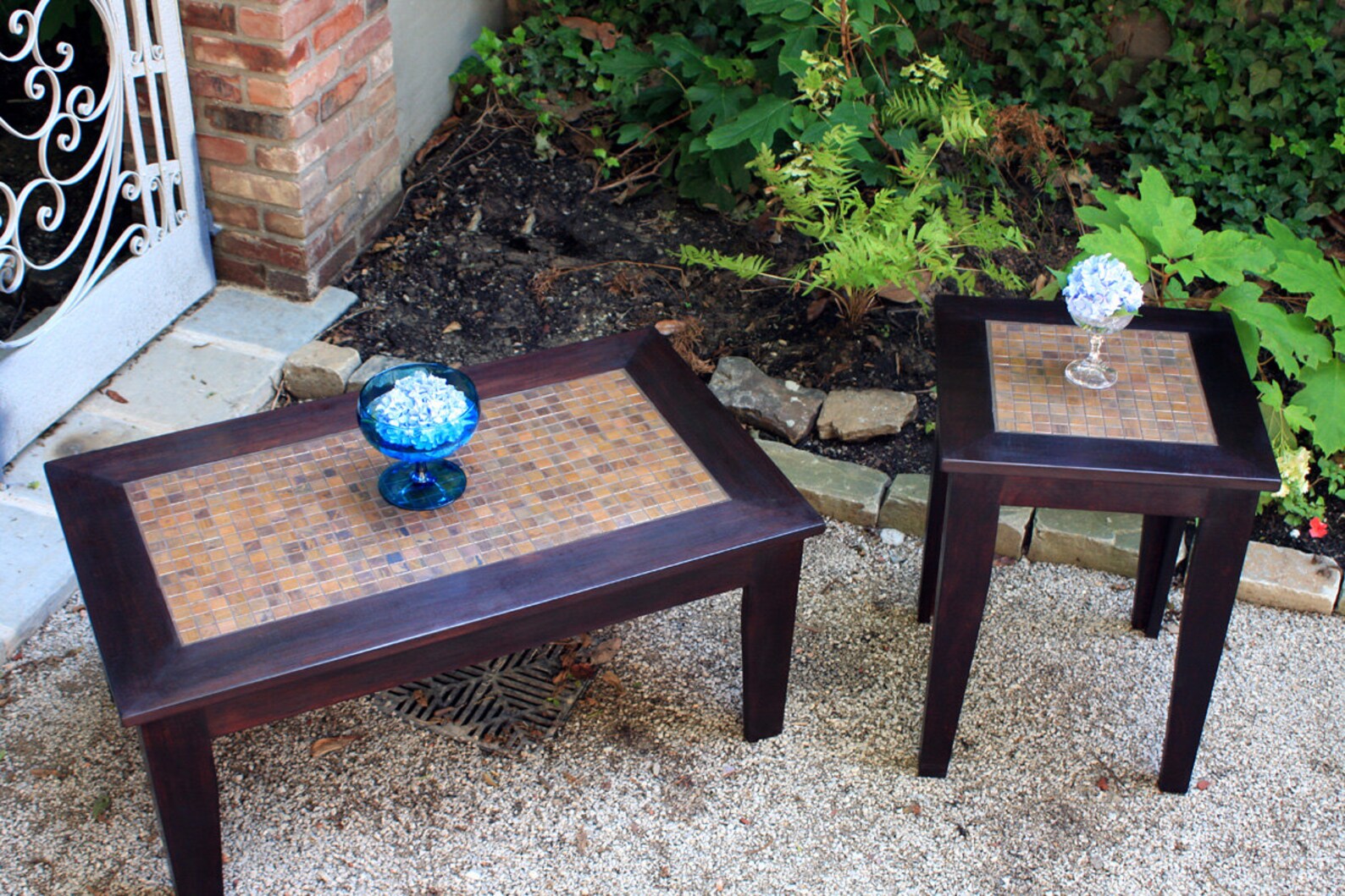 Copper Mosaic Side Table. Contemporary End Table. Copper Top End Table ...