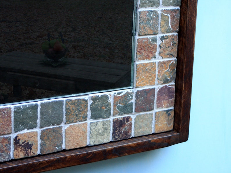 Slate Framed Mirror. Stone Framed Mirror. Copper Rust Slate Framed ...