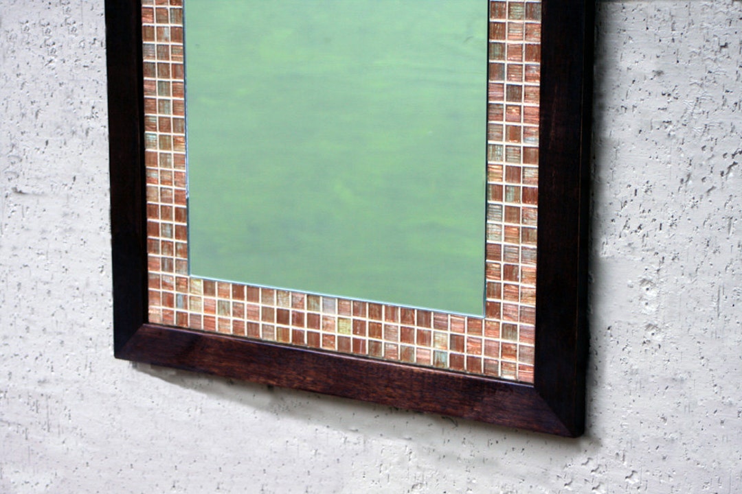 Mosaic Tile Framed Mirror. Copper Glass Tile Framed Mirror. Copper ...