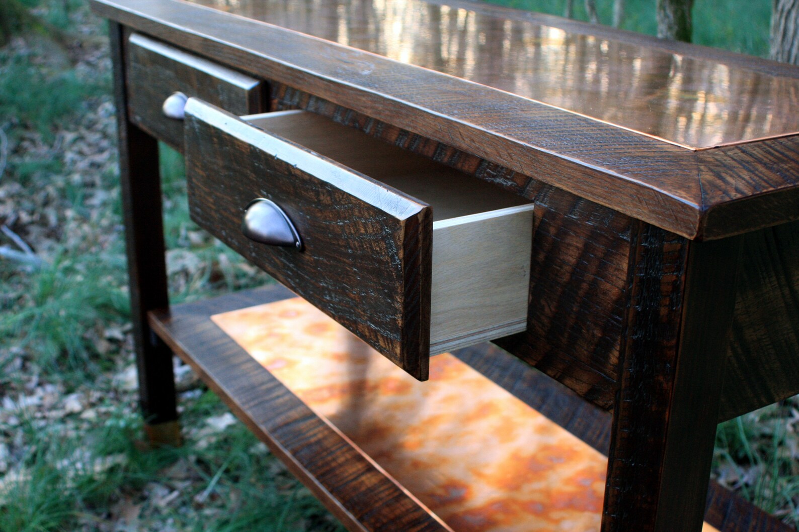 Large Copper Sofa Table. Copper Top Console Table. Copper Console Table ...