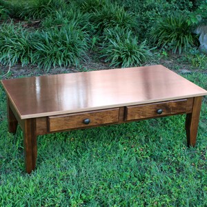 Large Copper Coffee Table With Drawers. Copper Top Coffee Table. 48"l X ...