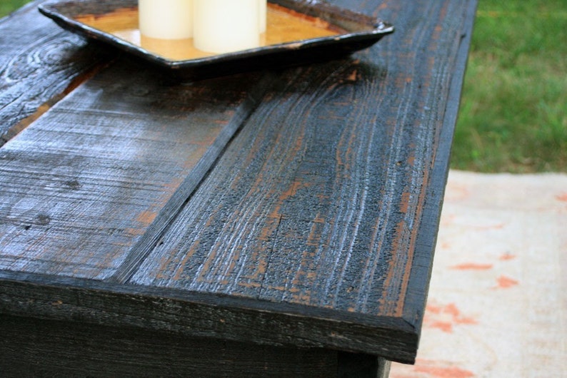Large Rustic Coffee Table. Black Coffee Table. Rustic Wooden Coffee ...