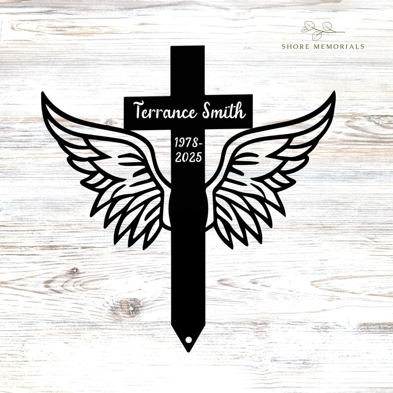 Personalized Cross Memorial Garden Stake, Custom Metal Remembrance Sign ...