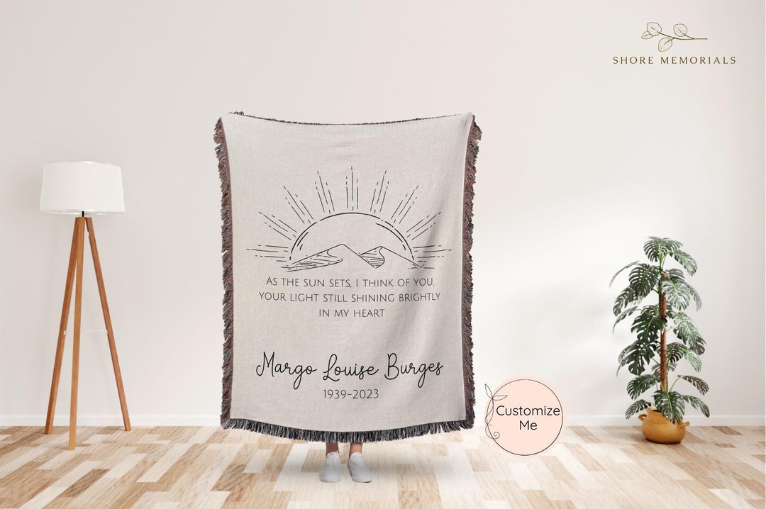 Personalized Woven Memorial Blanket, in Memory of Sunset Blanket ...