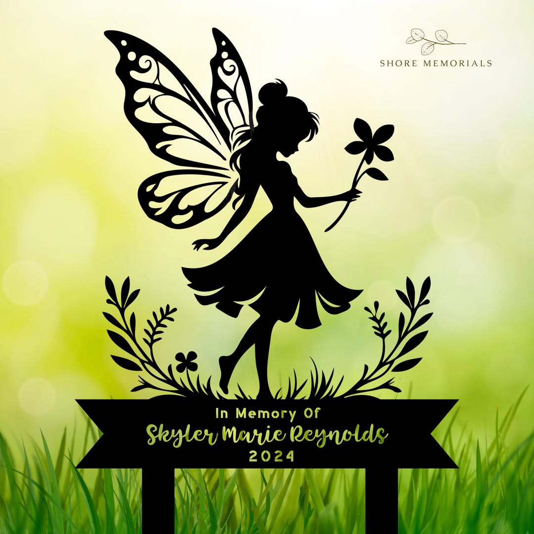 Custom Fairy Memorial Metal Garden Stake, Personalized Fairy Grave ...
