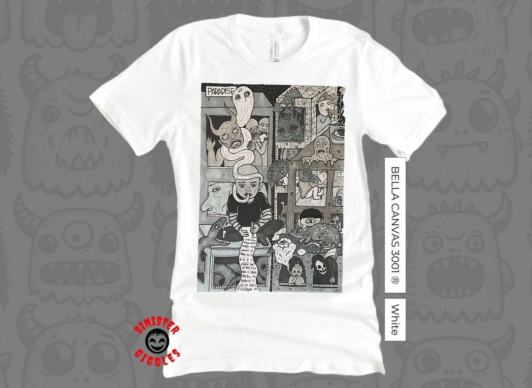 Trippy Nightmare Art Tee, Creepy Gothic Graphic Shirt, Eerie Surreal ...