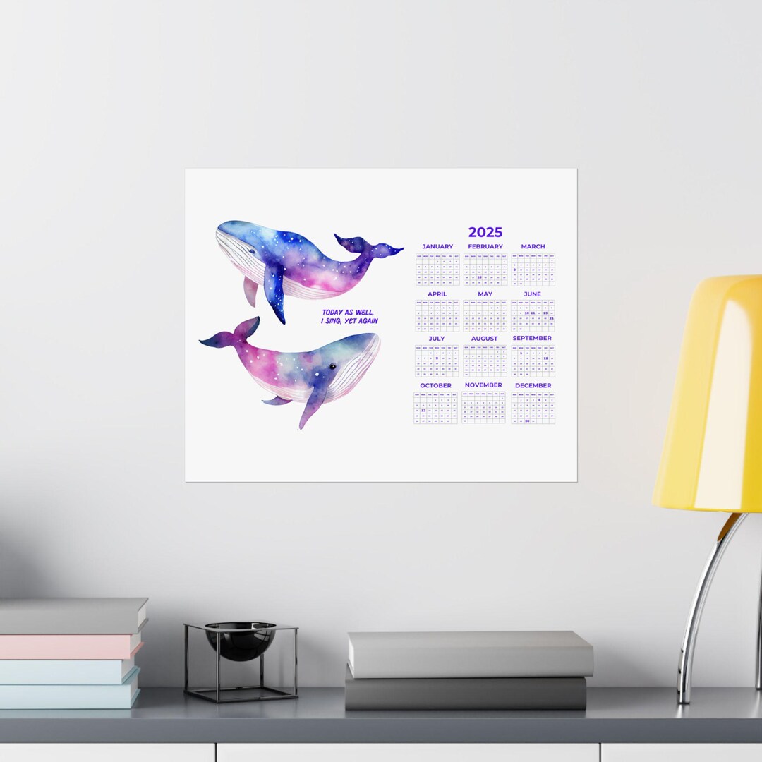 Whalien 52 2025 Calendar Poster Kpop BTS Lonely Whale English Song Lyrics, Purple - Etsy
