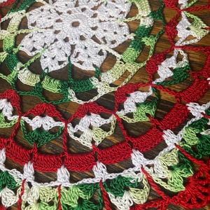 12” Tri Color Christmas Themed Doily Hand Crocheted Home Decor Lacy ...
