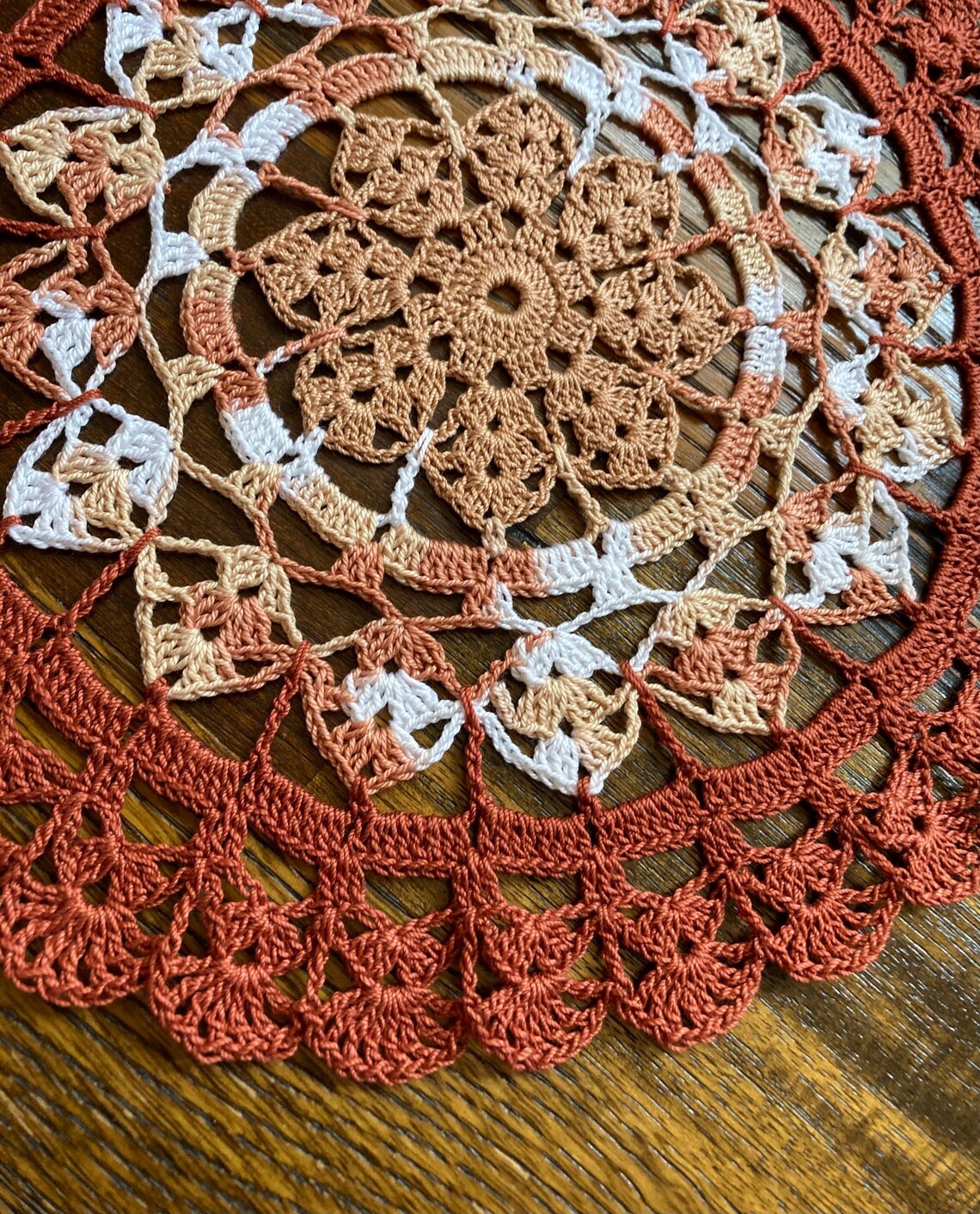11” Tri Color Autumn Themed Doily Hand Crocheted Home Decor Lacy ...