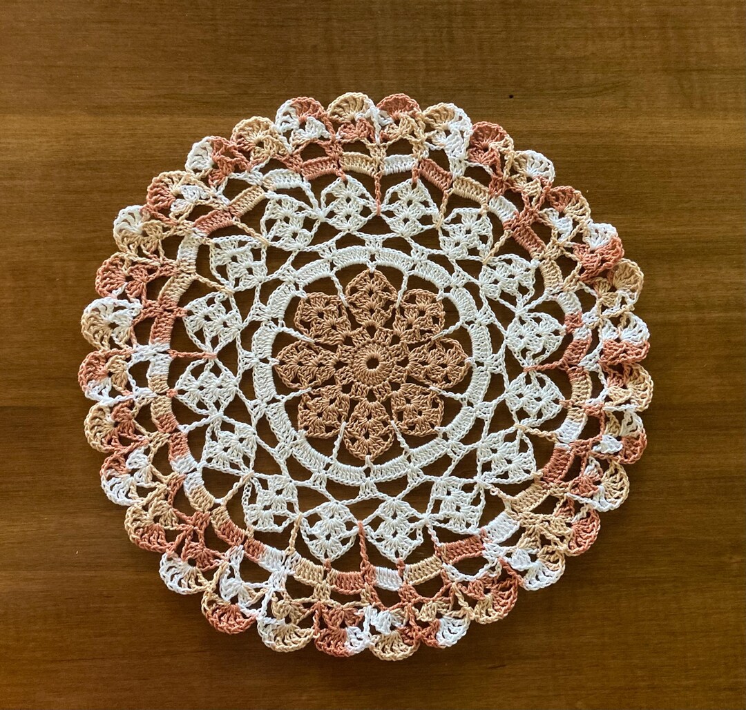11.5” Tri Color Autumn Themed Doily Hand Crocheted Home Decor Lacy ...