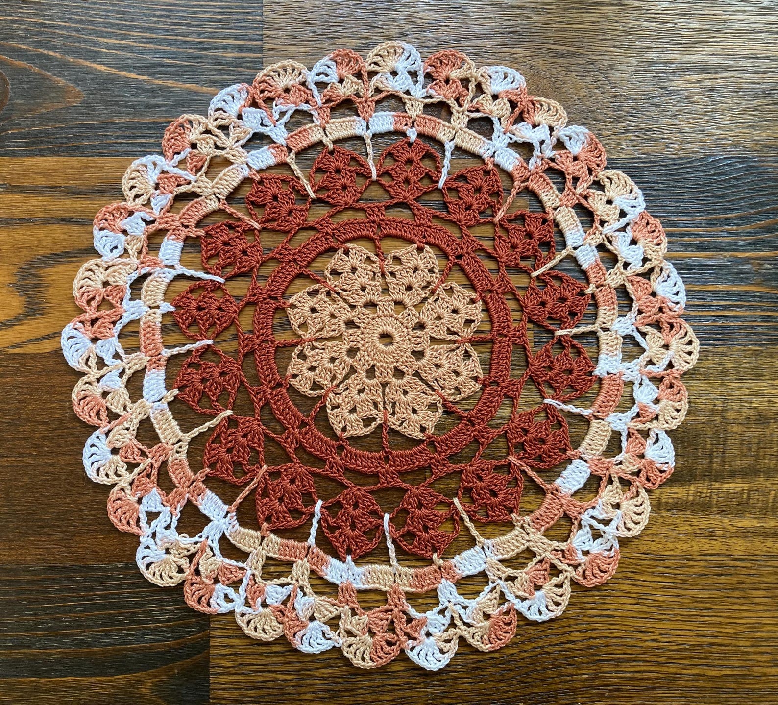 11” Tri Color Autumn Themed Doily Hand Crocheted Home Decor Lacy ...
