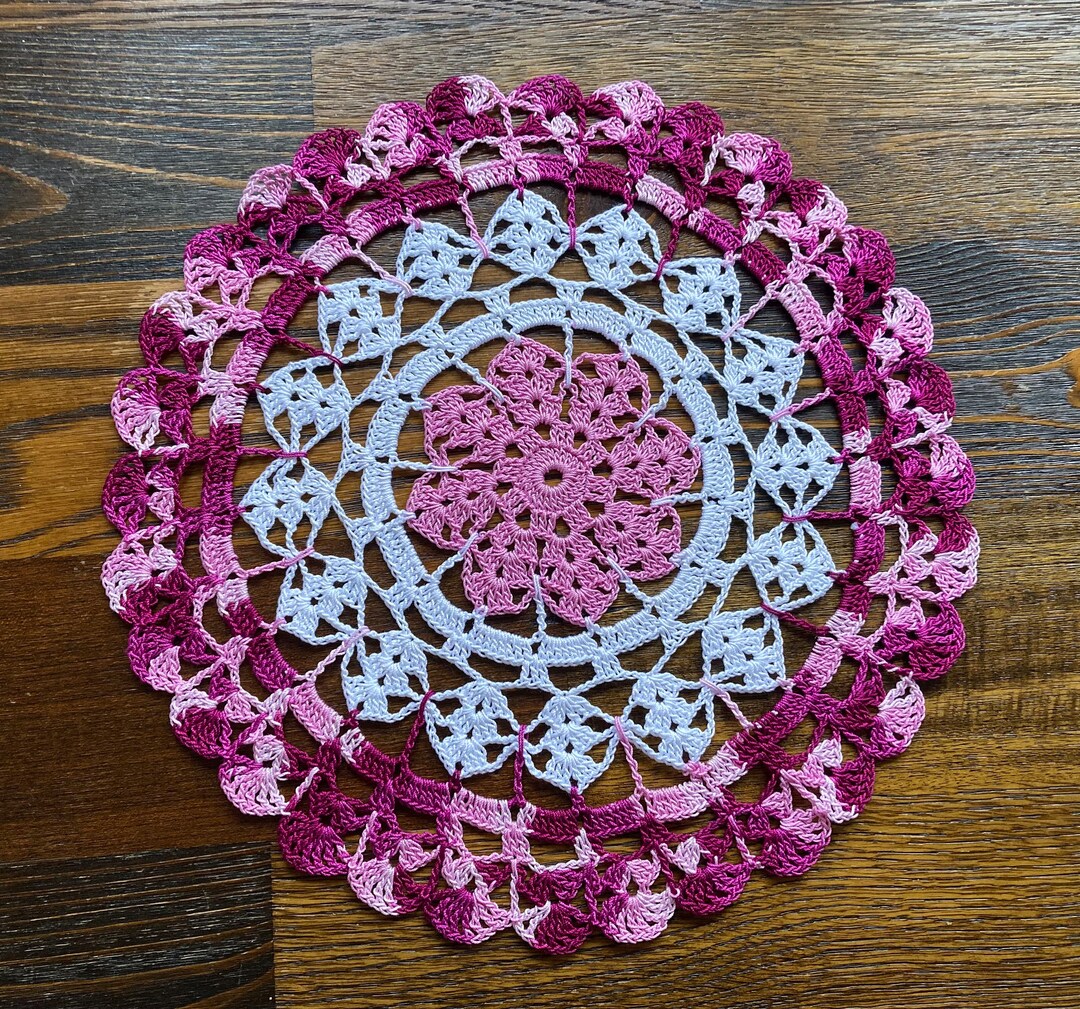 11.5” Tri Color Doily Crocheted Home Decor Lacy Housewares Centerpiece ...