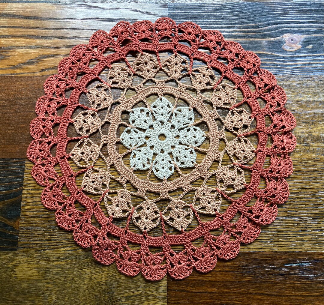 11” Tri Color Autumn Themed Doily Hand Crocheted Home Decor Lacy ...