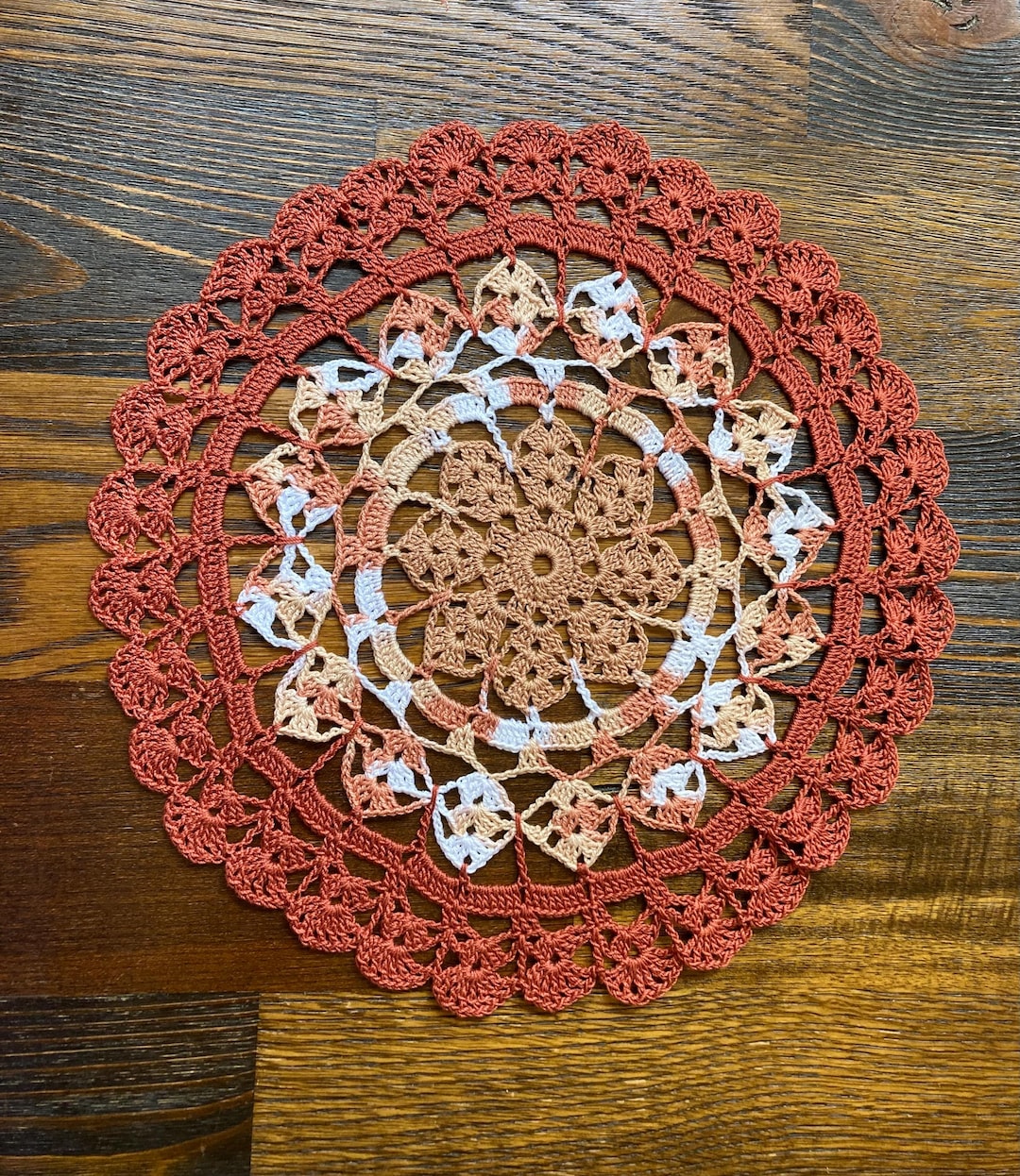 11” Tri Color Autumn Themed Doily Hand Crocheted Home Decor Lacy ...