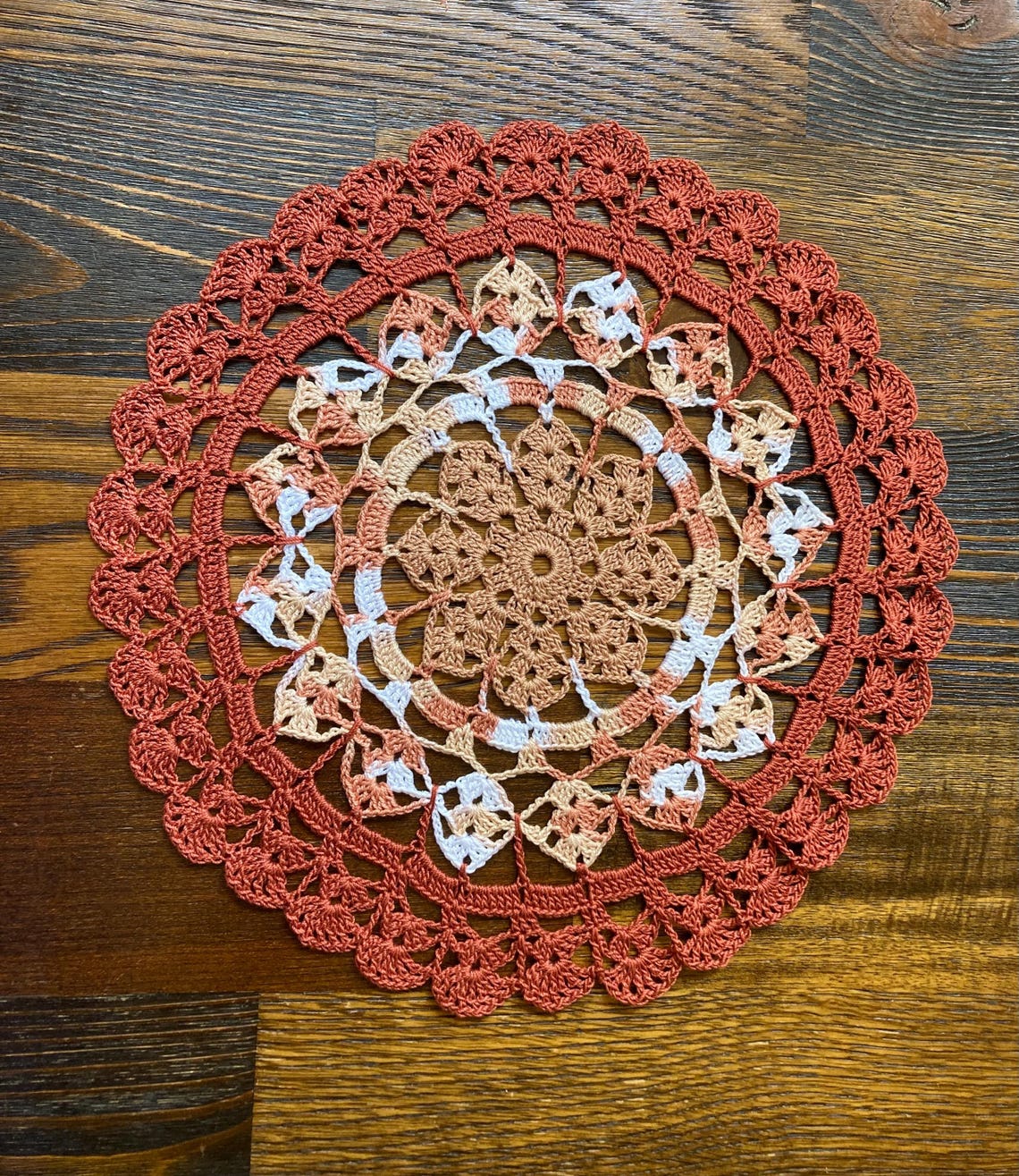 11” Tri Color Autumn Themed Doily Hand Crocheted Home Decor Lacy ...